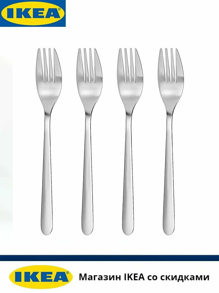 IKEA Вилка столовая ikea 4 предм. хром, серебристый
