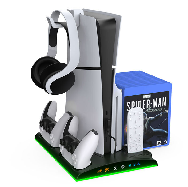 Многофункциональный стенд с охлаждением и зарядкой для PS5\PS5 Slim (Dobe TP5-3570) Black