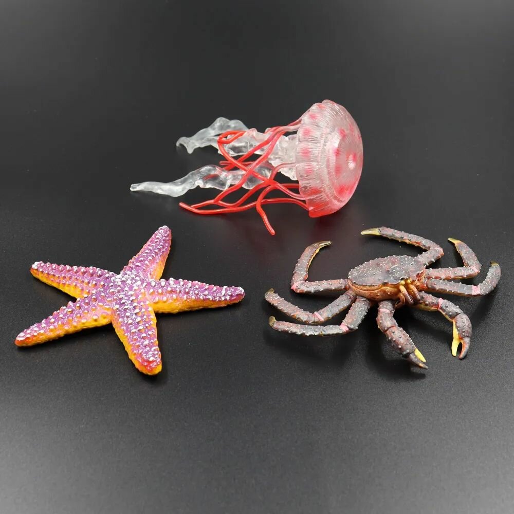 Фигурки морских животных детский игровой набор Медуза, Краб, Звезда игрушка для детей коллекционная, декоративная, 3 шт.