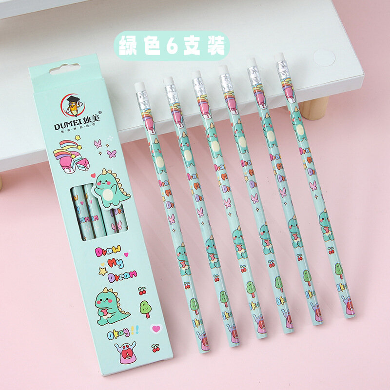 2025 Набор детских карандашей с мультяшным дизайном/6 милых карандашей для детского сада и начальной школы, специальные высококачественные учебные принадлежности HB