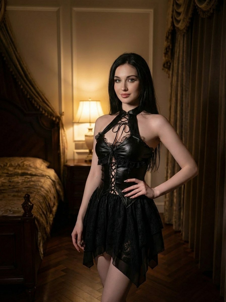 Костюм "Вампирша" intim 18+, черный, латекс/полиэстер, размер 40-44, мини