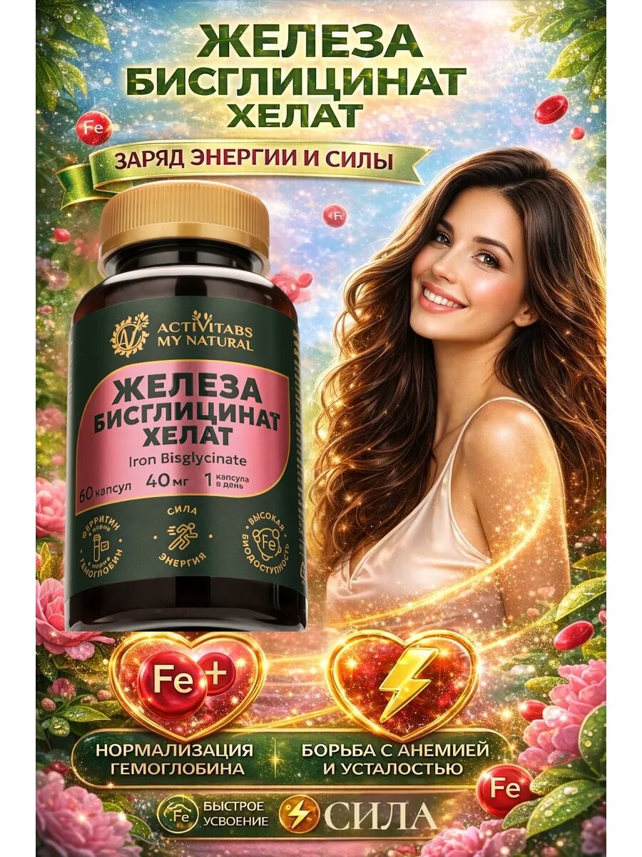 Железо витамины хелат бисглицинат iron ferrum