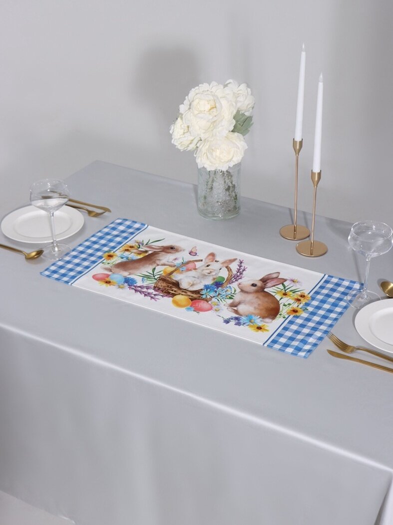 Дорожка пасхальная на стол Этель «Зайчики» 30х70 см, 100% хлопок, саржа 190 гр/м2