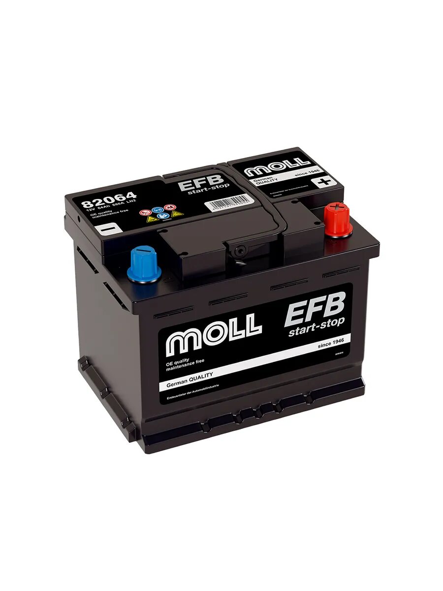 Аккумулятор MOLL EFB 64R 12V 64Ач 680А 242x175x190 обр. пол.