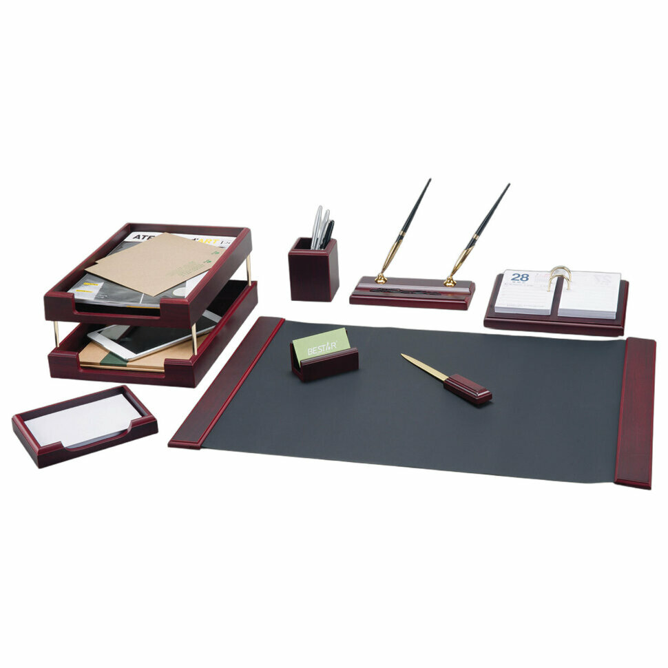 Набор подарочный настольный BESTAR "Titan" из дерева, 9 предметов, цвет "красное дерево", 236366, 236366