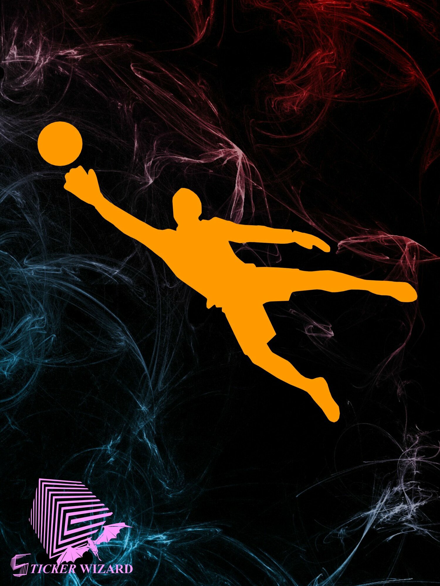 Наклейка виниловая на прозрачной основе (желтая) "Футбол вратарь"