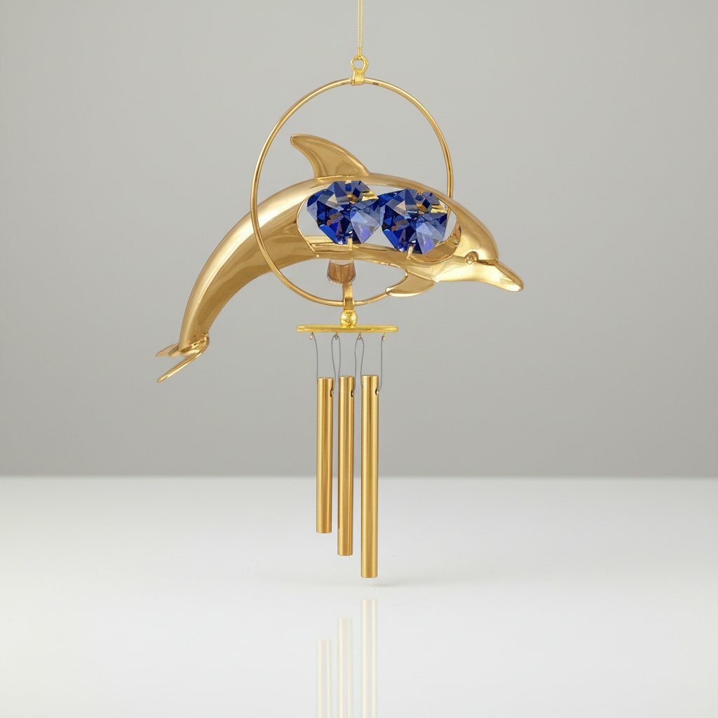 Поющий ветерок Дельфин с цв. кр. A7946 Crystal Temptations, Металл, кристалл