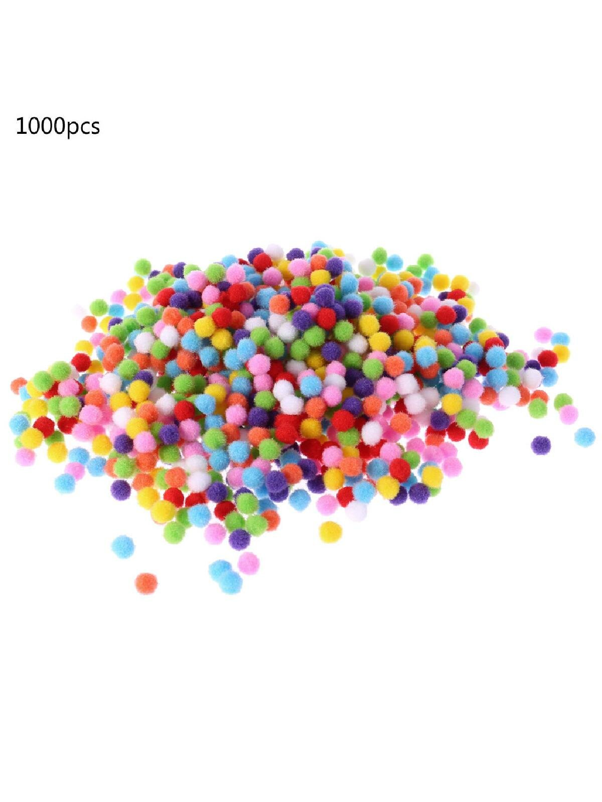 1 упаковка из 1000 шт, помпоны 10 мм смешанного цвета