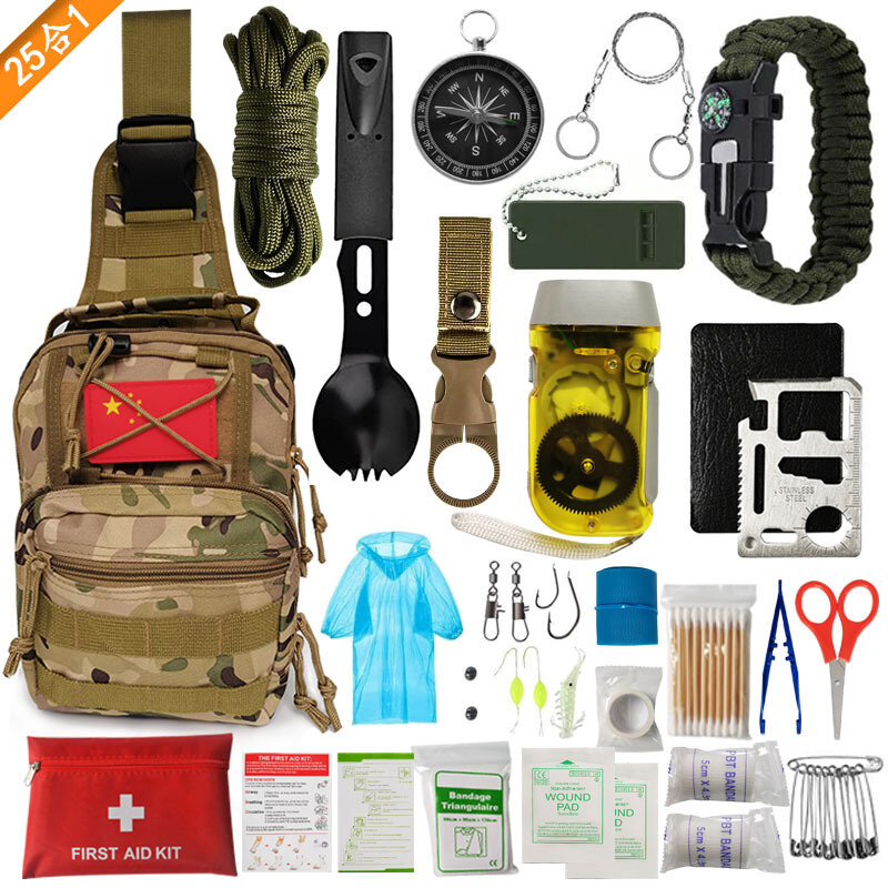 Набор многофункциональных инструментов для выживания на открытом воздухе, EDC оборудование, полевая аптечка, тактическая сумка, аварийные принадлежности SOS