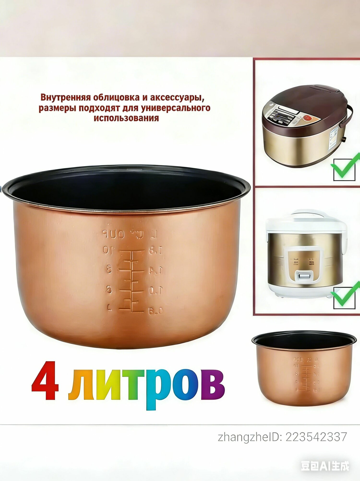 Чаша для мультиварки 4 литра запасная кастрюля