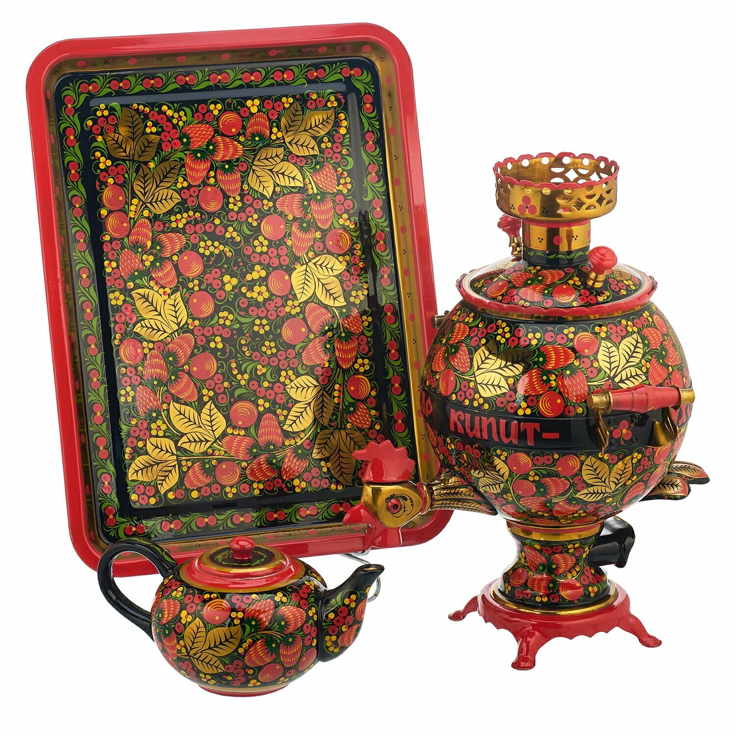 Самовар электрический 3 л "Петух". Хохлома