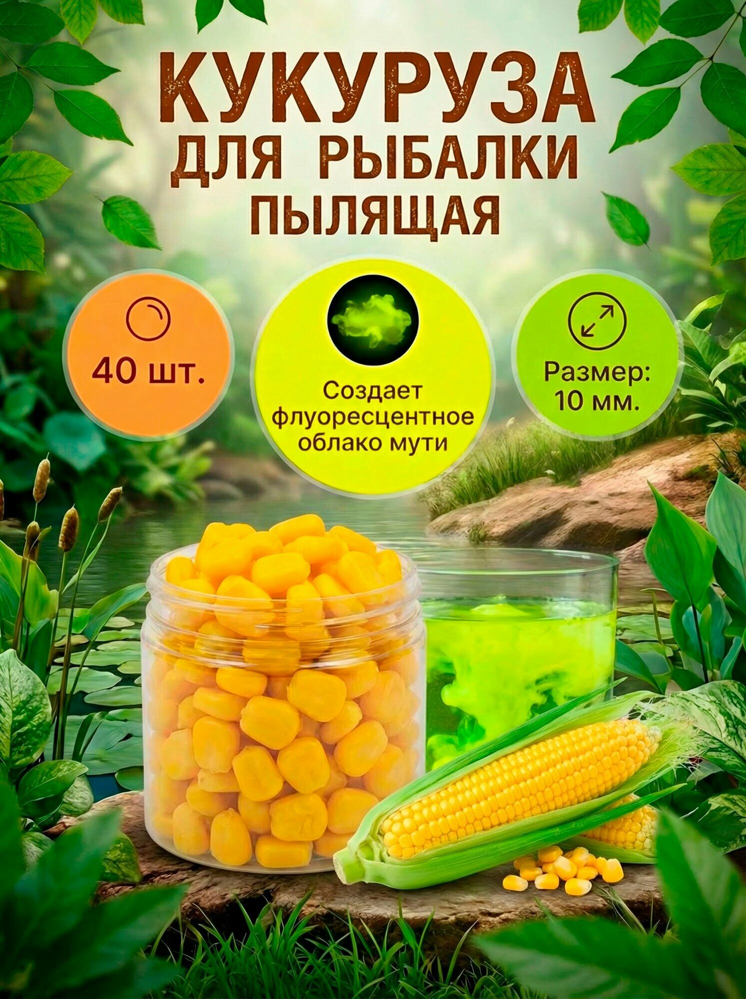 Бойлы для рыбалки пылящие FisherPro кукуруза силиконовая 10мм поп ап/pop-up искусственная наживка летняя и зимняя на карпа леща карася, Аромат: Scopex, 40 шт