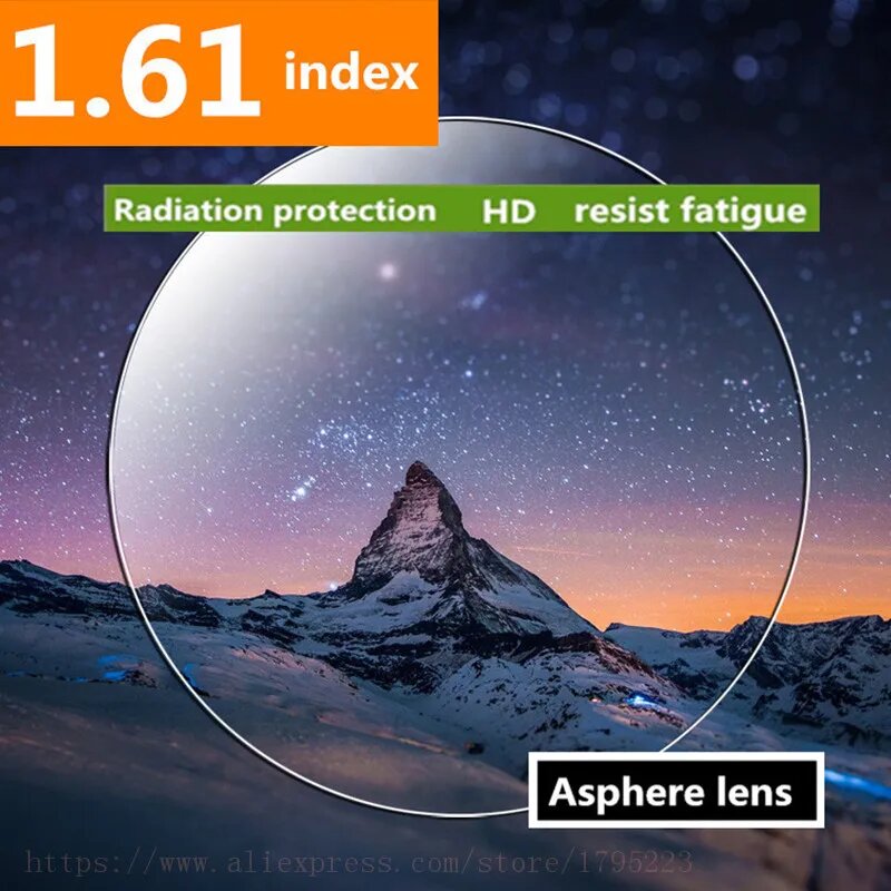 1,61 Асферические Оптические Линзы для очков с одним видением, линзы по рецепту, оправа для очков, покрытие AR и устойчивость к царапинам
