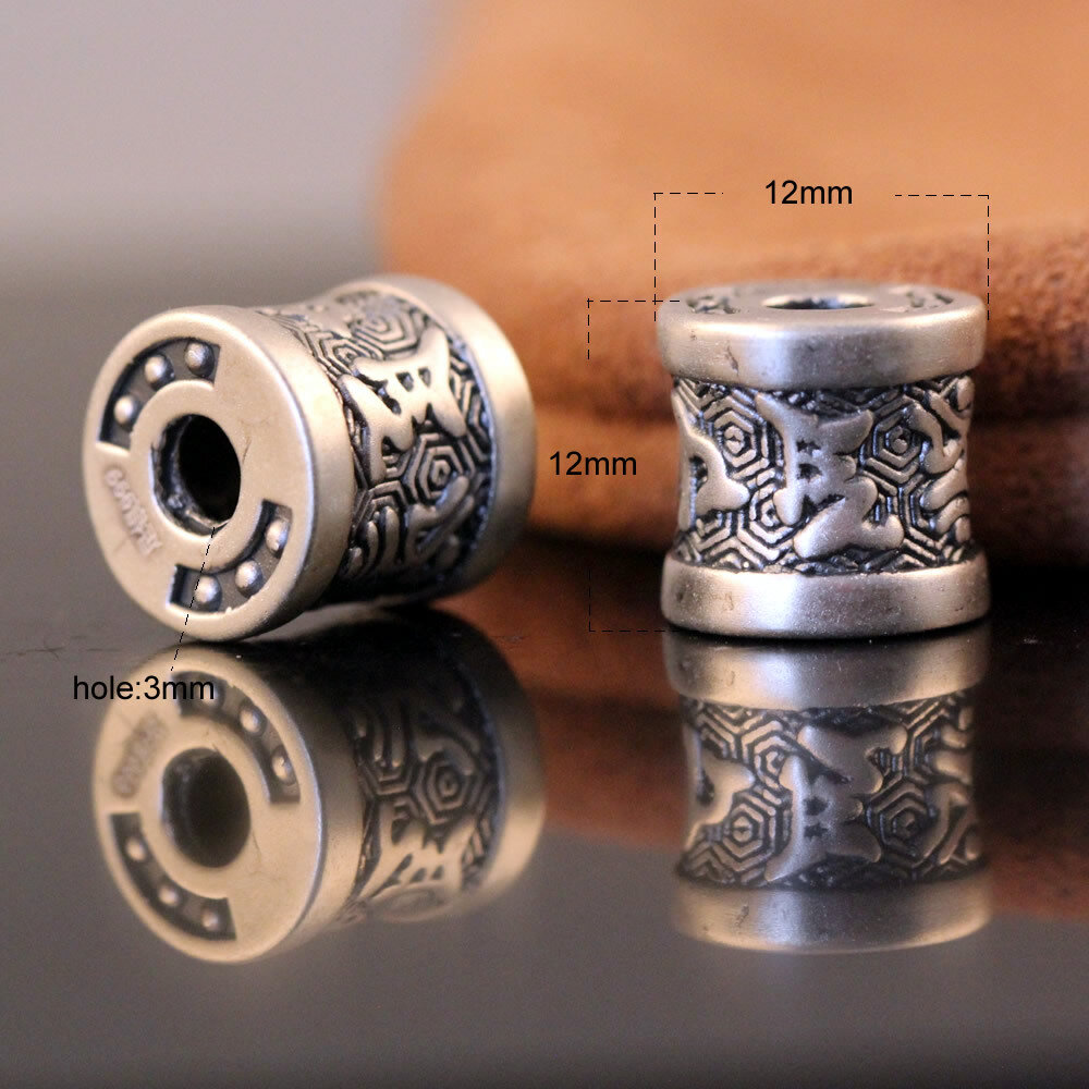 Аксессуары из чистого серебра, бусина-барабан с шестизначным мантрой, винтажная 3D твердая серебряная бусина 520, китайский узел, DIY аксессуары, разделительная бусина