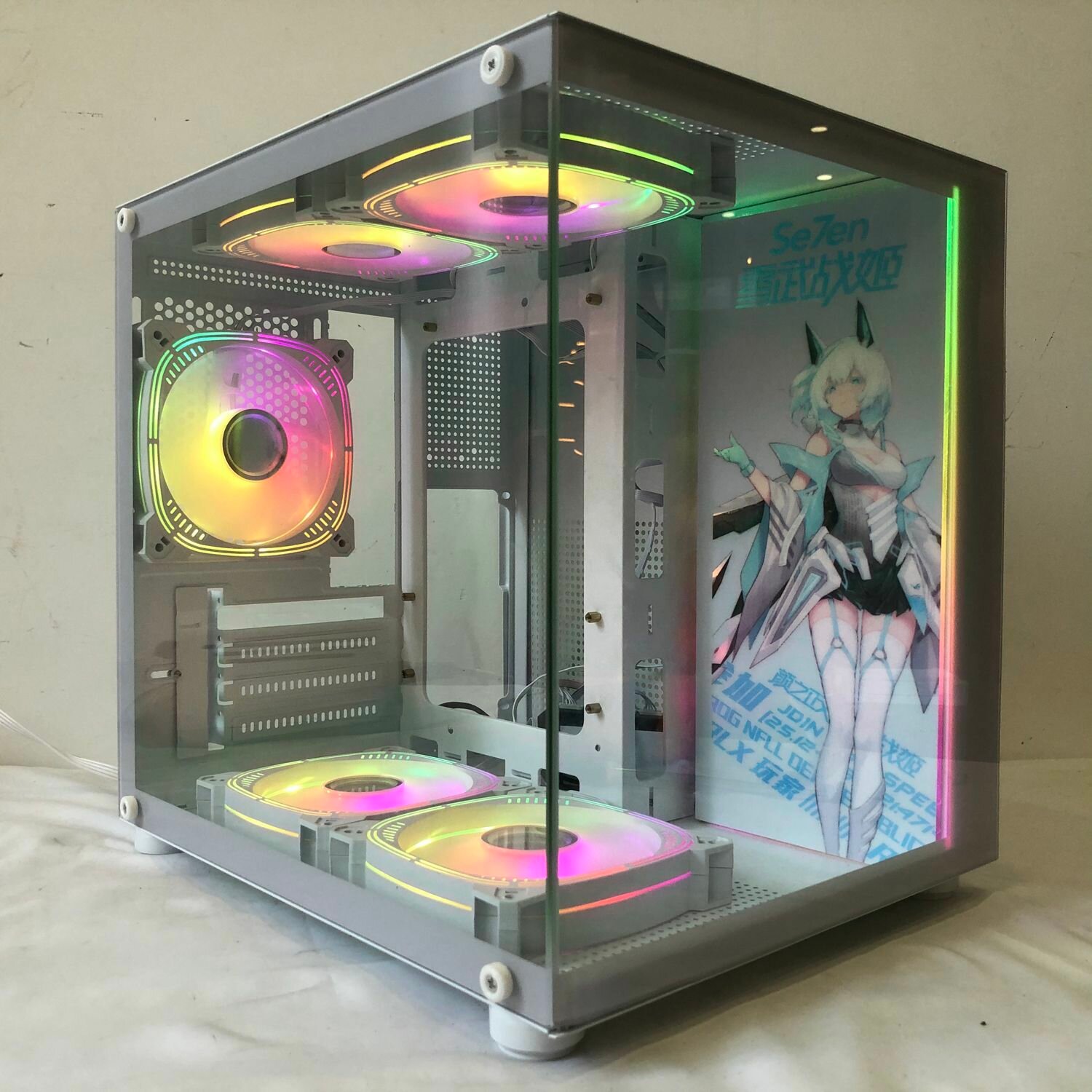 Аниме тематика, комната с видом на море, 2D RGB светящаяся декоративная доска, настольный хост, набор RGB вентиляторов, сборка корпуса