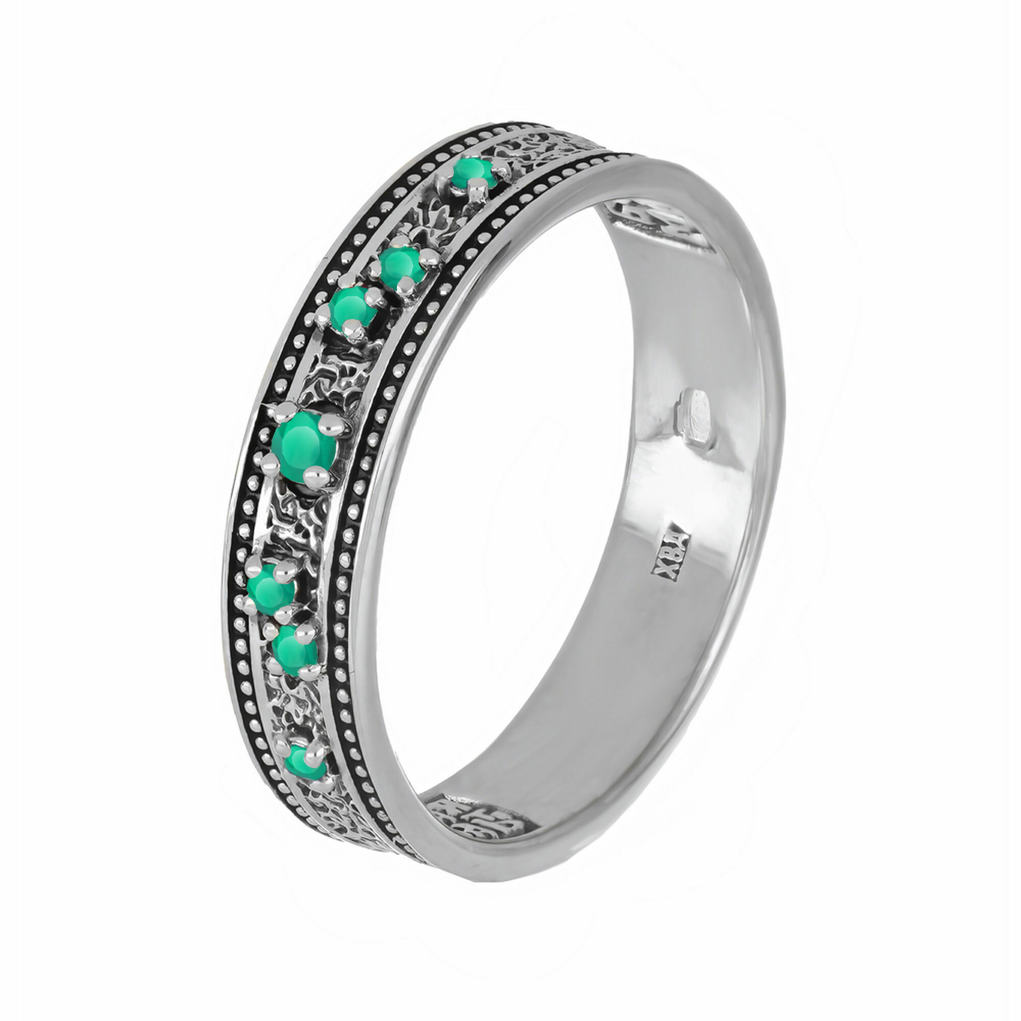 Кольцо, серебро, 925 проба, чернение, агат