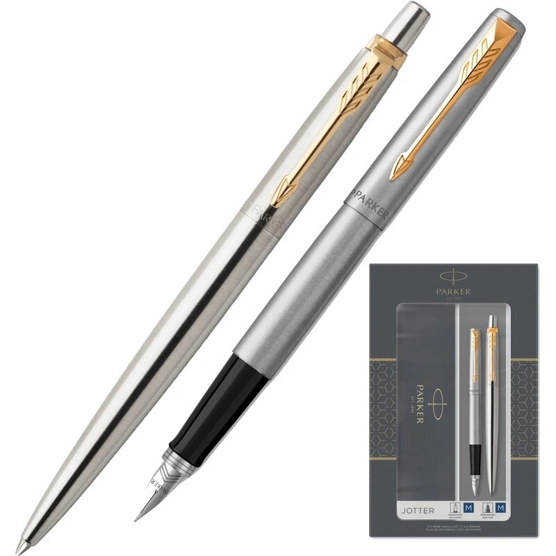 Набор пишущих принадл. PARKER Jotter Stainless Steel GT шар. руч+перо2093257