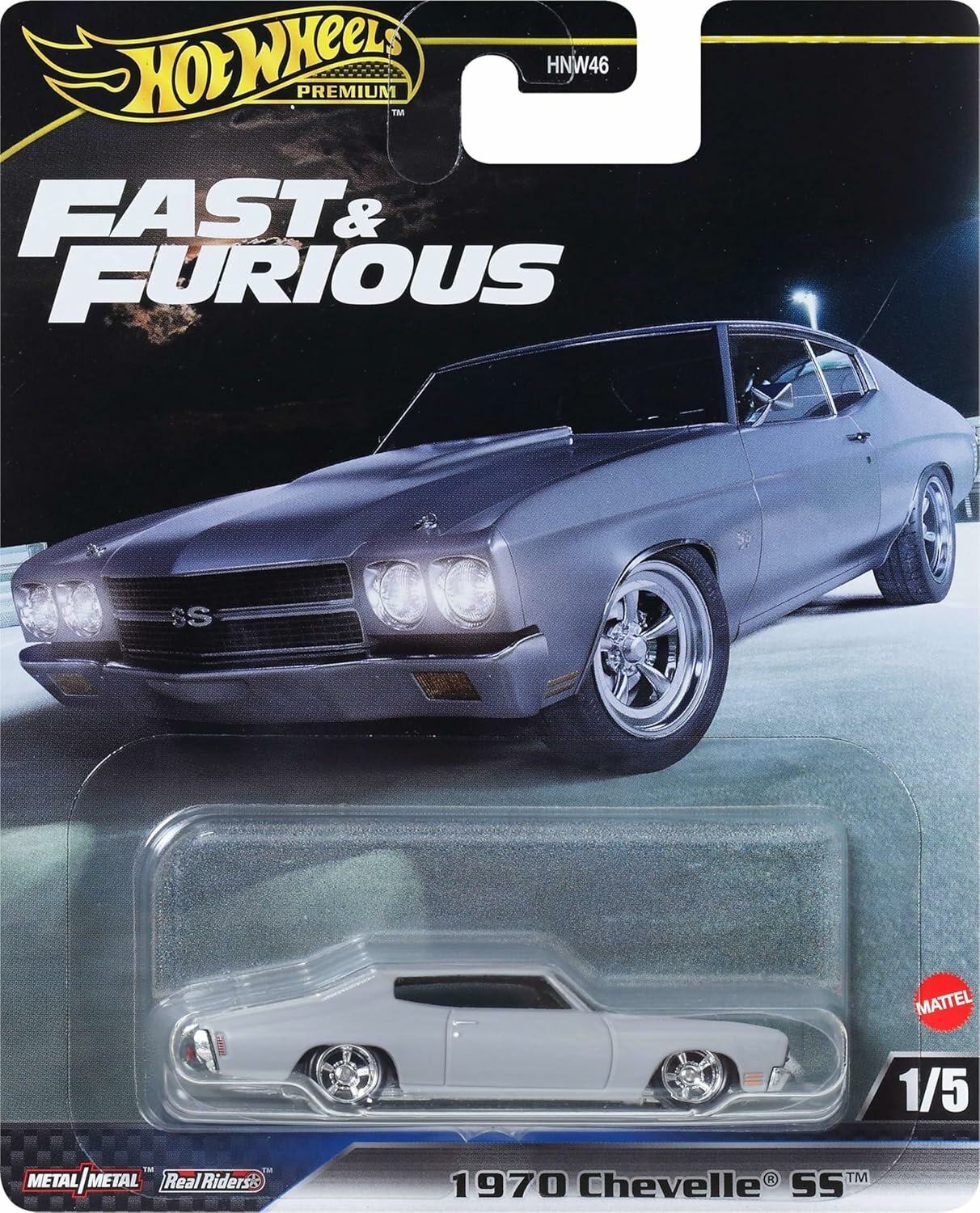 Hot Wheels 1970 Chevelle SS Matte gray (коллекция Fast & Furious 2025, 1/5 mix 1) - коллекционная Premium машинка