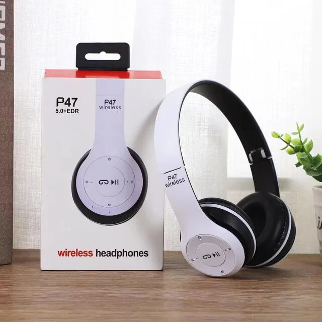 Наушники P47 Stereo Headphones 5.0 Bluetooth для iPhone и Xiaomi, складная серия, беспроводные спортивные и игровые наушники.