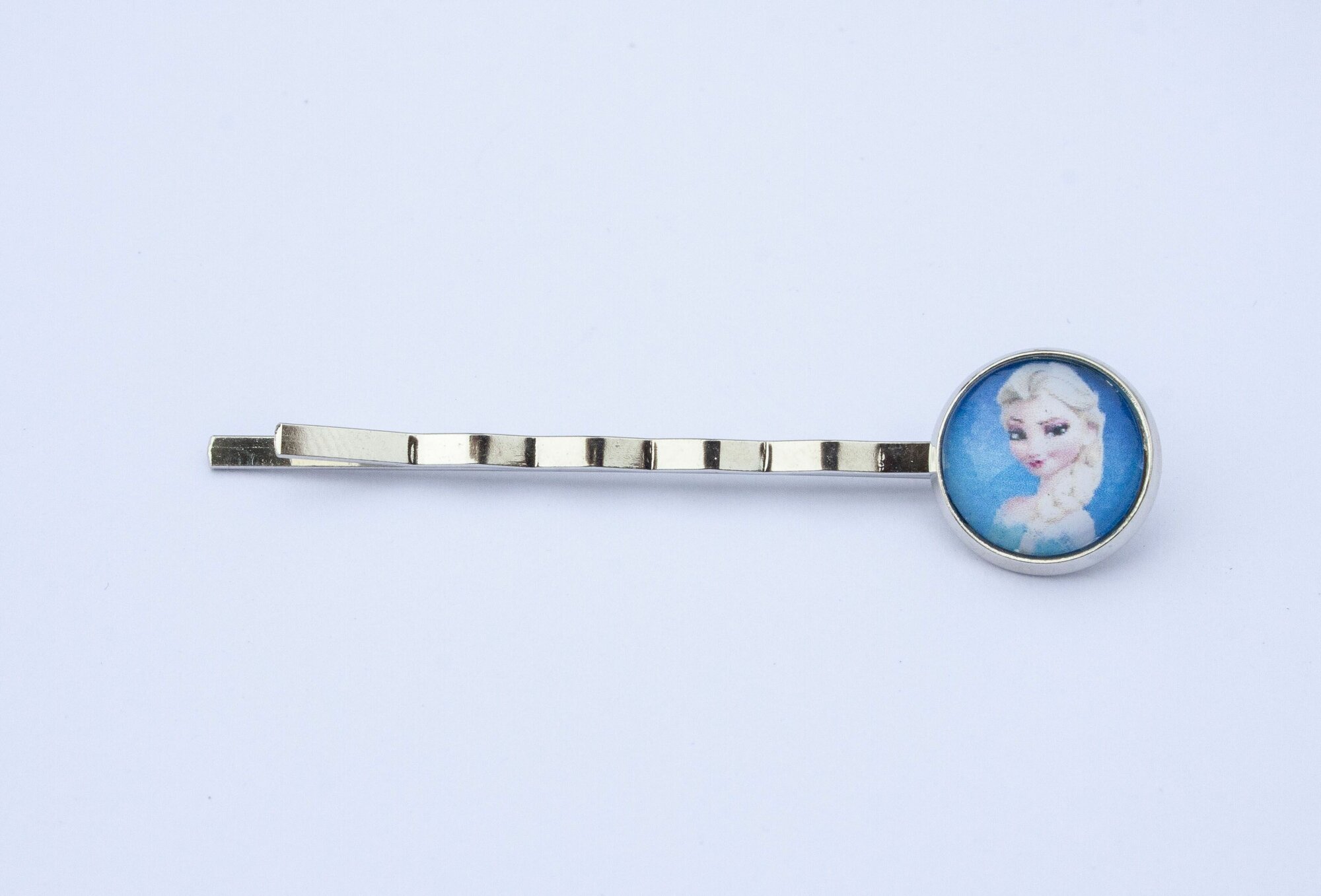 Заколка невидимка для волос "Холодное сердце", вставка 12 мм, лазурный