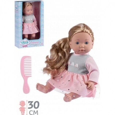 Кукла(30см) Stefanie с аксессуарами в коробке с расческой ; в розовом платье с ежами