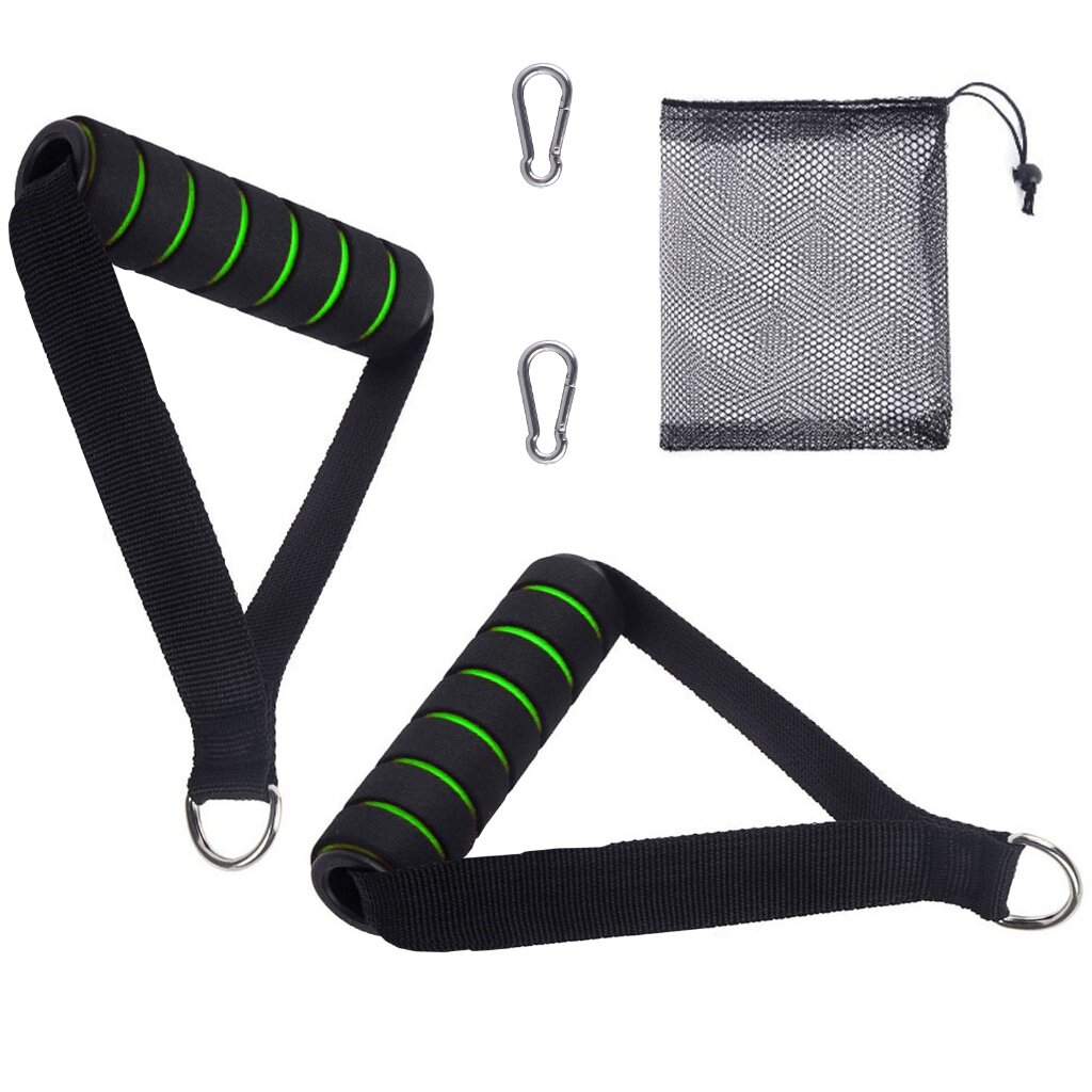 Набор ручек для подтягивания на турнике с помощью веревки-зеленый