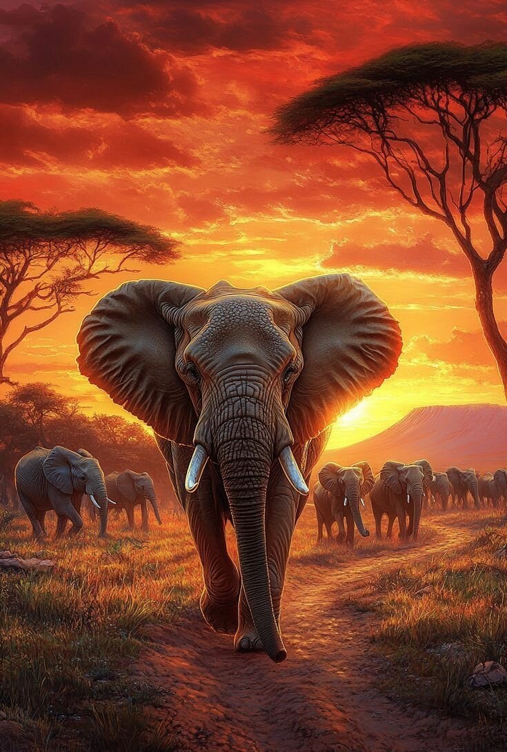 Алмазная живопись "слон", 5D, круглая, 40x50 см. Производитель: Brose Art.