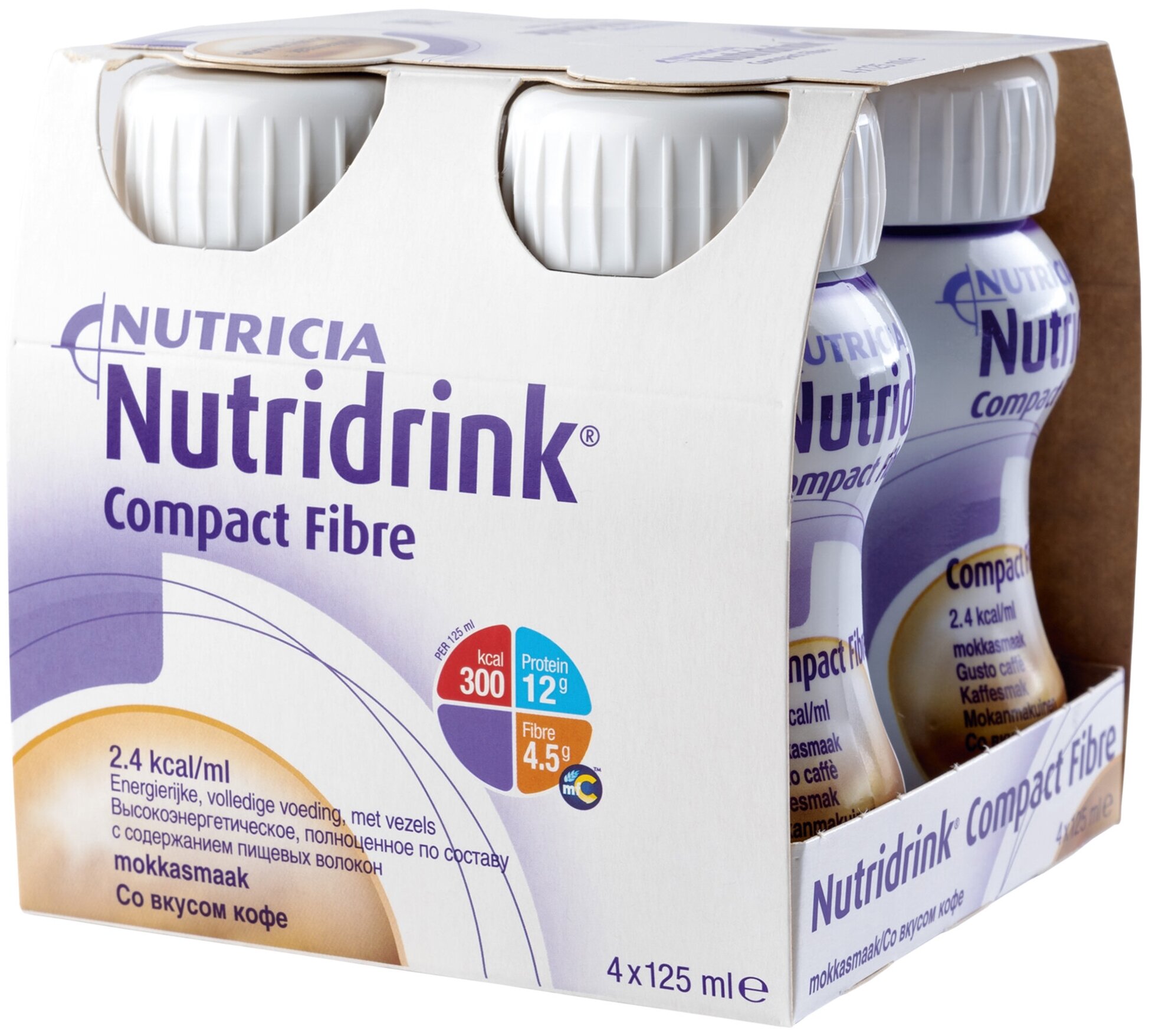Nutridrink (Nutricia) Compact Fibre, 500 мл, 500 г, кофейный, 4 шт.