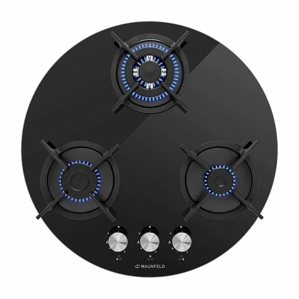 Встраиваемая варочная поверхность Maunfeld EGHG.43.23CB\G черный, 3 конфорки, закалённое стекло, 6.4 кВт