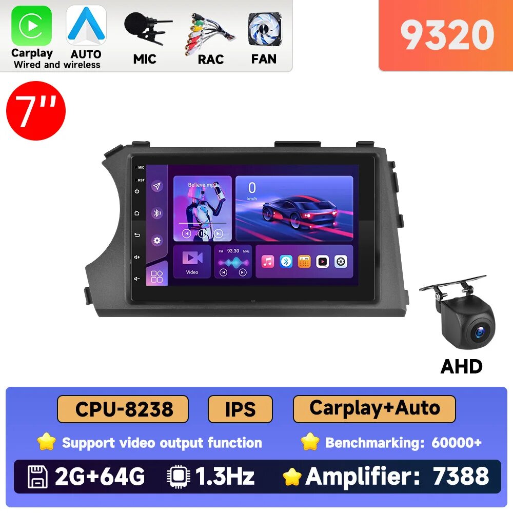 7" Android автомагнитола Carplay Auto для Ssangyong Kyron Actyon 2005-2013, 2G+64G, AHD,