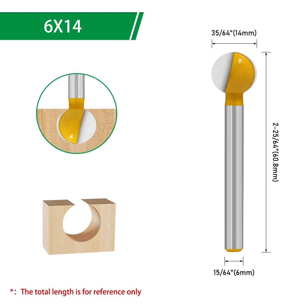 Фреза LAVIE с шариковым наконечником и хвостовиком 6 мм — с покрытием для гладкой 3D-резьбы по дереву, рельефных работ и контурирования C06045