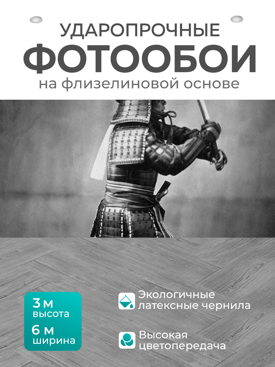 Фотообои моющиеся ударопрочные "Самурай, воин, самурай истребитель" 600x300 см. флизелиновые на стену