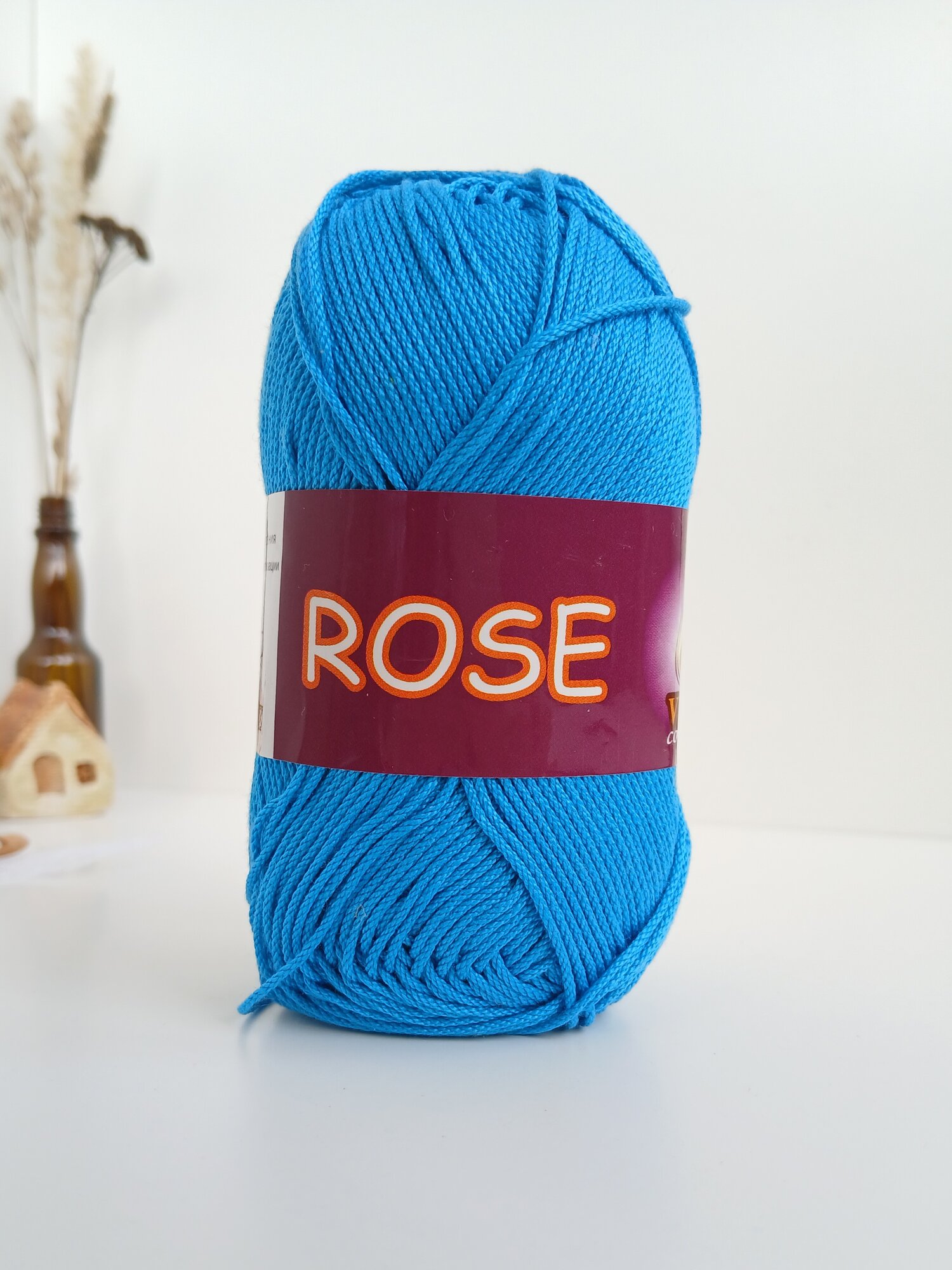 Пряжа Vita Cotton Rose, 3937 голубой, хлопок двойной мерсеризации 100%, 50 г, 150 м