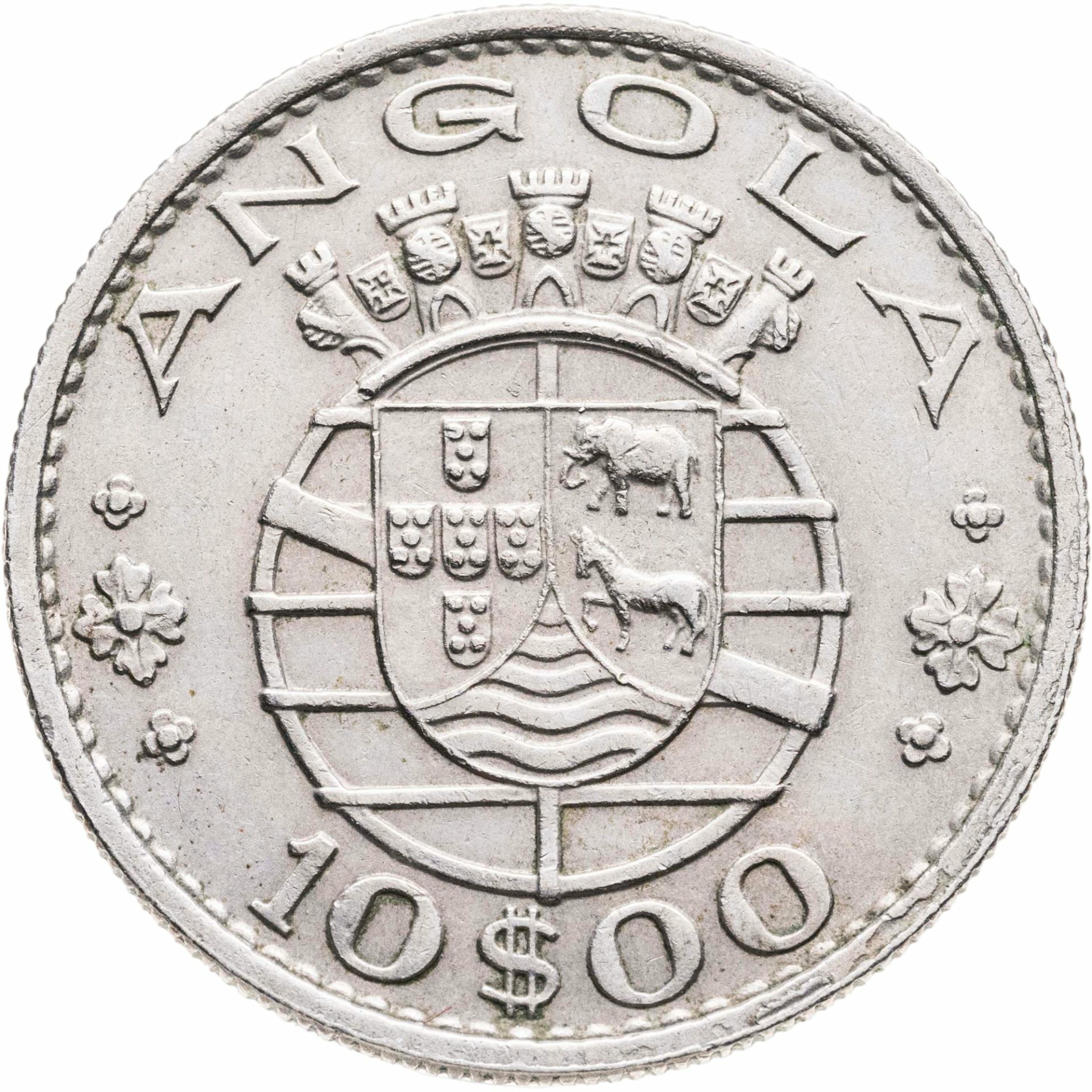 Ангола 10 эскудо escudos 1969, Мельхиор медь-никель, в сохранности XF