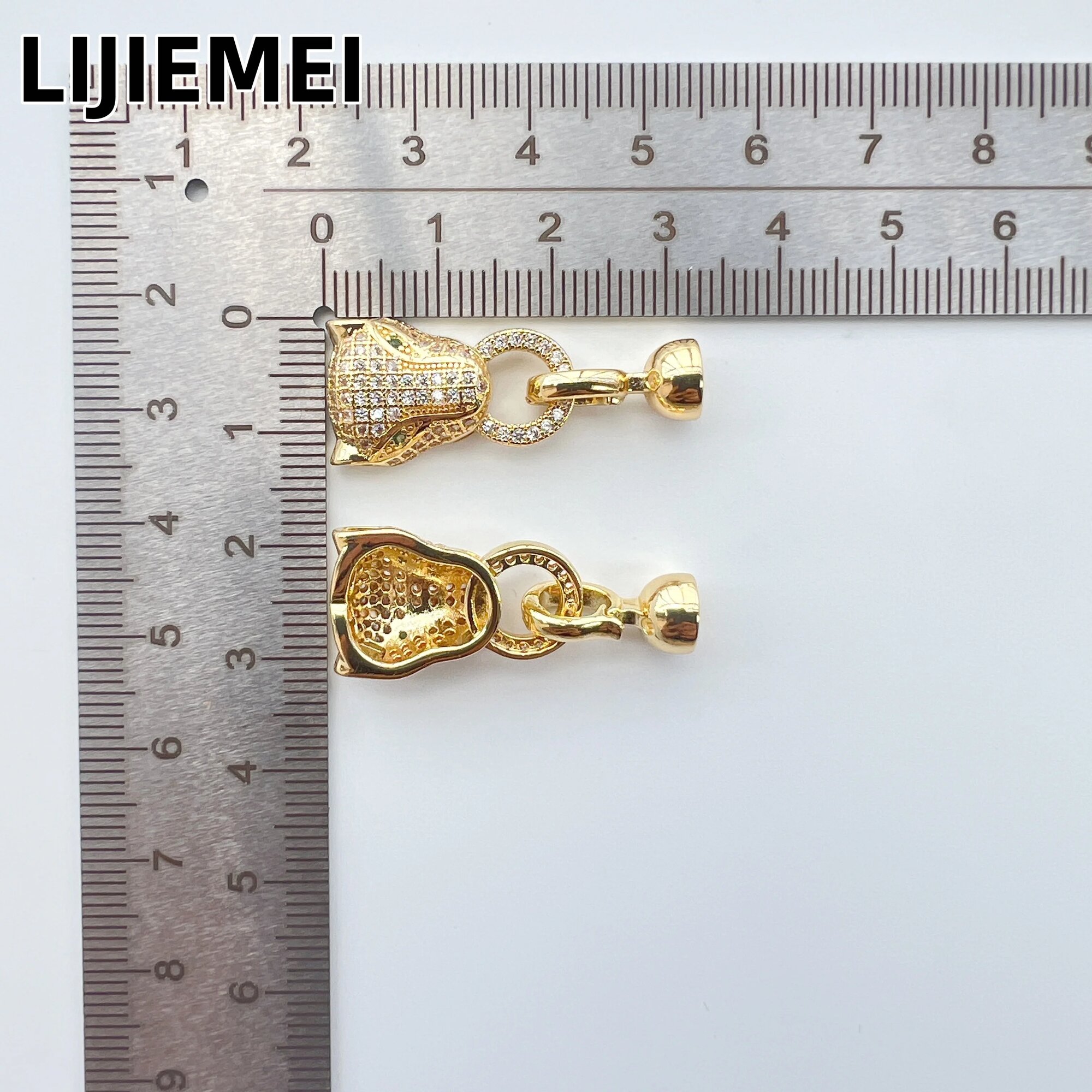 Леопардовая головка-коннектор для украшений из меди Bao Tou-Gold