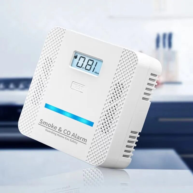 Датчик дыма Smoke & CO Alarm для дома, комплект с батарейками, белый цвет — фото 1