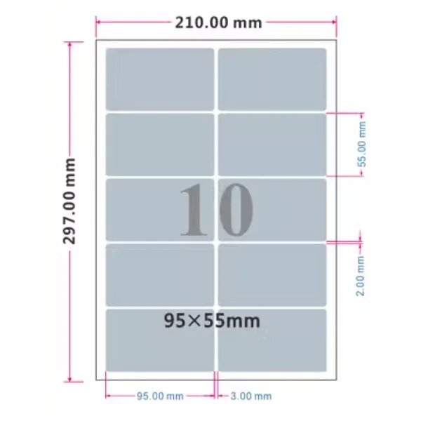 Самклеящиеся наклейки A4, 10 листов, 10 grids