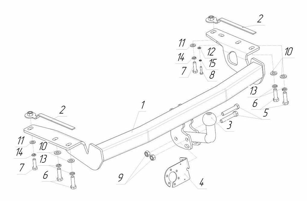 Фаркоп для Toyota Corolla хетчбек 3/5 дверей 2002-2006 Тип шара: A. Нагрузки: 1300/75 кг, TY 29