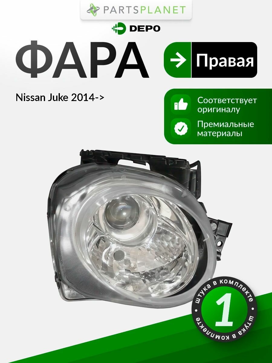 Фара правая для Ниссан Жук 2014->, oem 26010BV90A арт 21511H3RLDEM