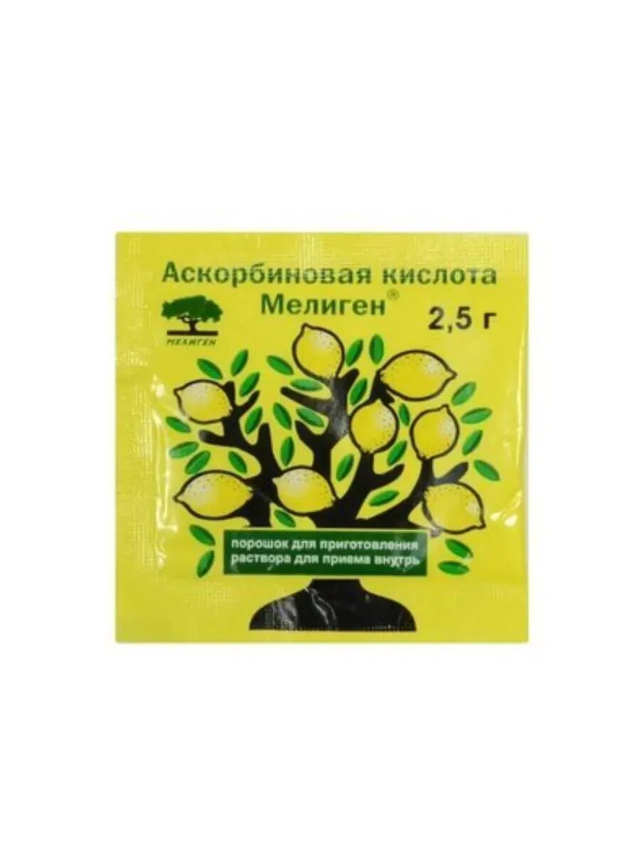 Аскорбиновая кислота Мелиген, порошок, пакетик 2,5 г 1 гт