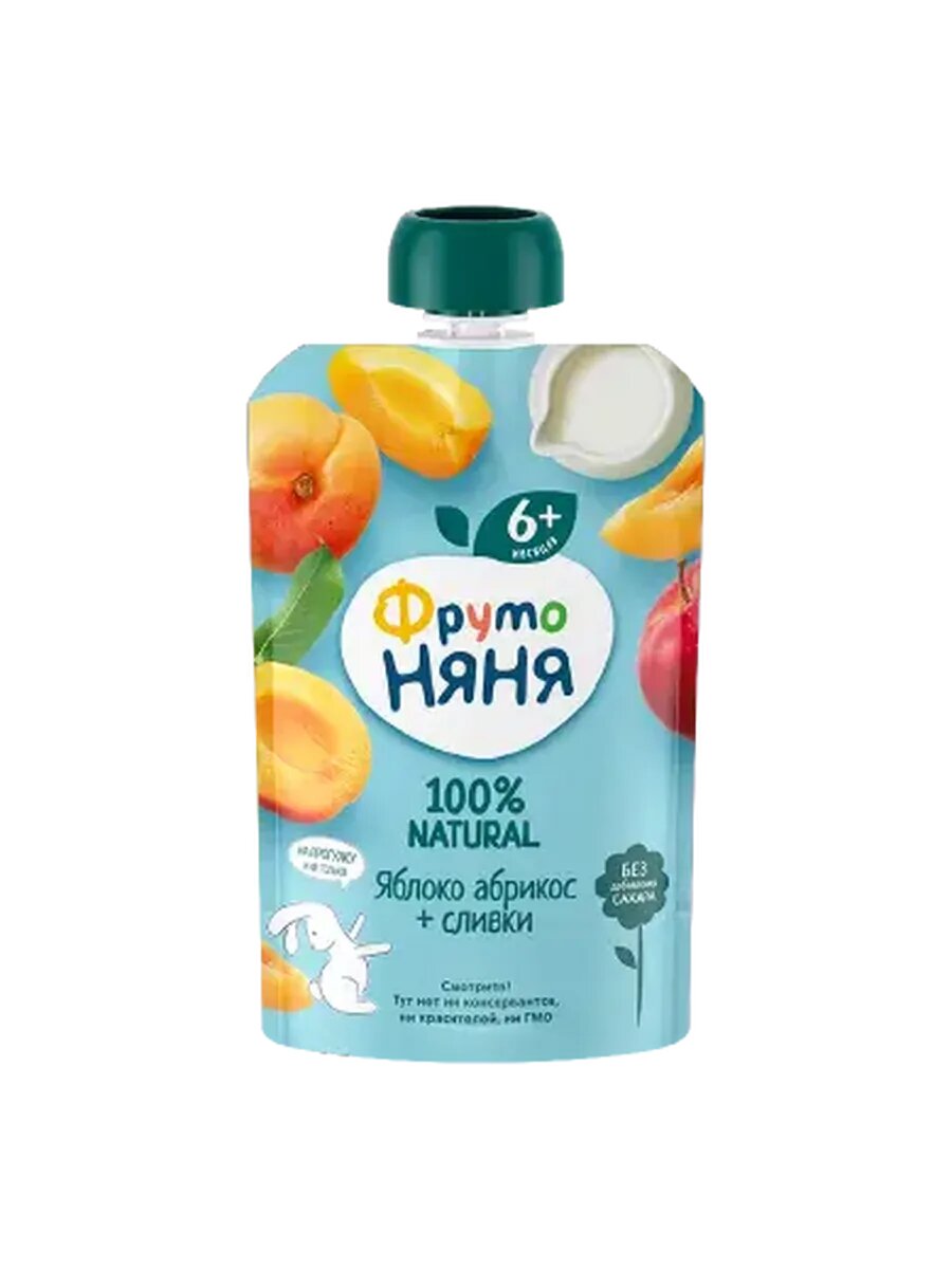 ФрутоНяня Пюре яблоко/абрикос/сливки 90г