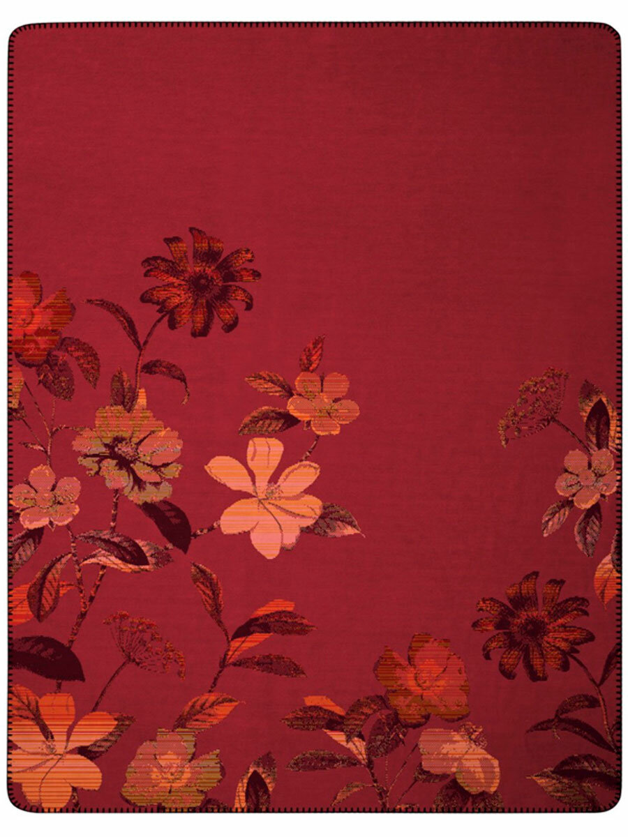Плед Biederlack "Ruby Passion Velvet Bloom", 150 см x 200 см, хлопок/полиэстер, красный