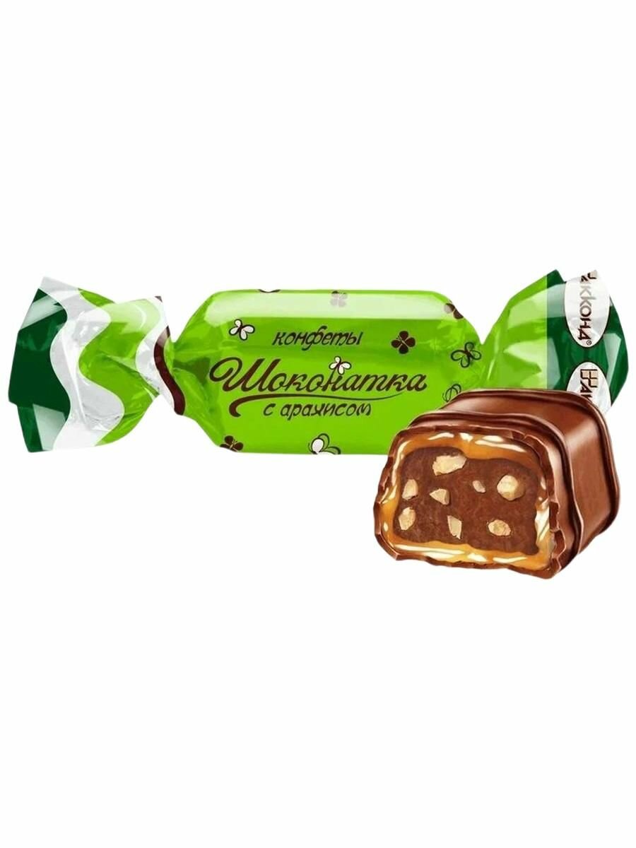 Конфеты Акконд "Шоконатка", с дробленым арахисом, шоколадные, 1 кг