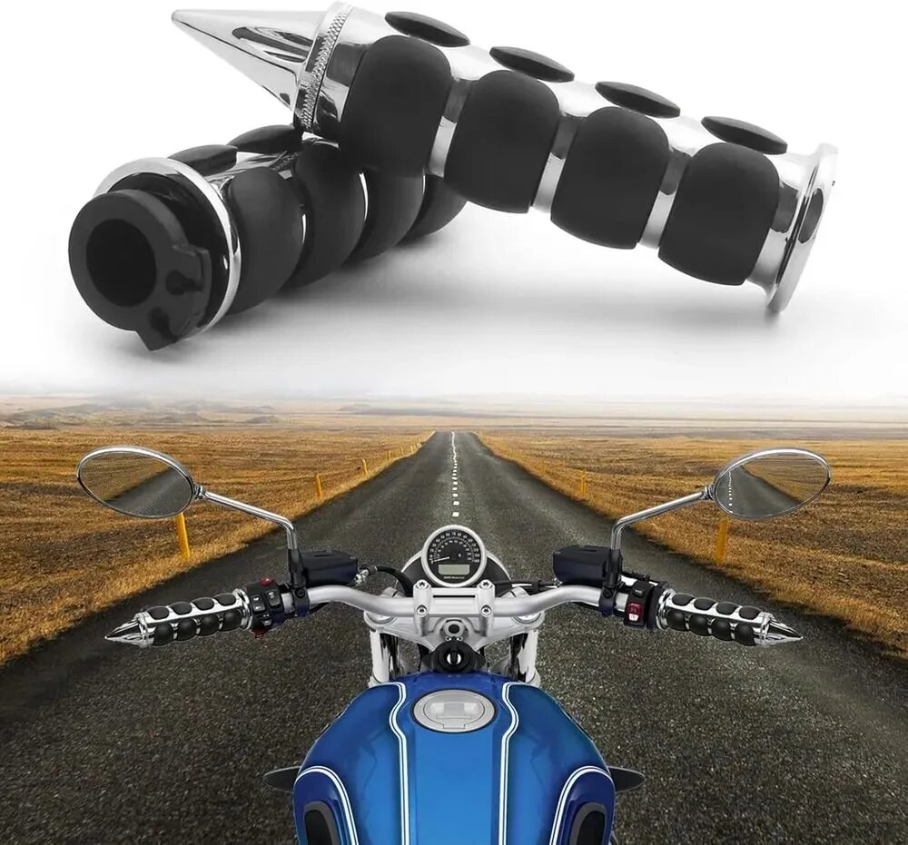 Ручки руля мотоцикла 25 мм, черная нескользящая резина, подходит для Harley, Honda, Yamaha, Suzuki, Kawasaki