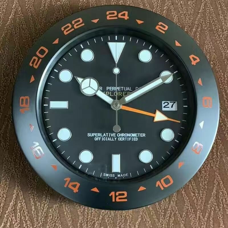 Настенные часы Rolex Shenzhen Swiss 14inch в металлическом корпусе со светящейся бесшумной залом, подходящие для