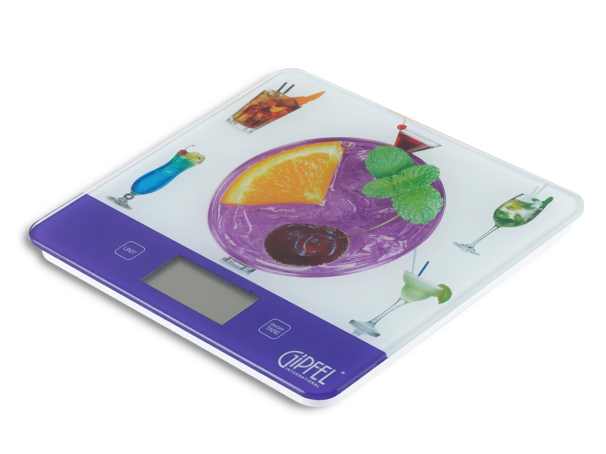 Весы кухонные электронные GIPFEL RIO 5849 20х18х1.6 см белый/синий