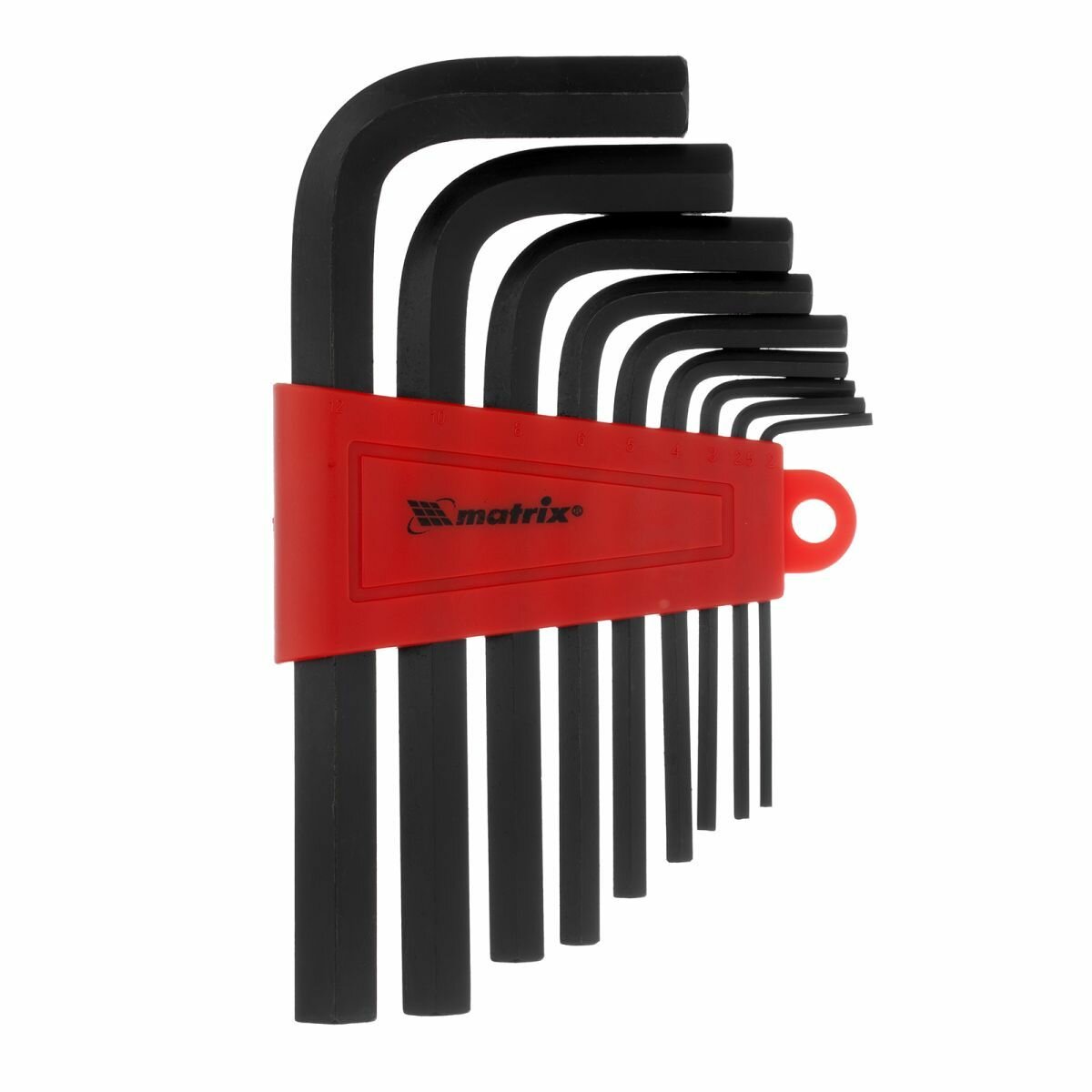 Набор ключей имбусовых HEX, 2,0 12 мм, CrV, 9 шт, короткие, оксидированные