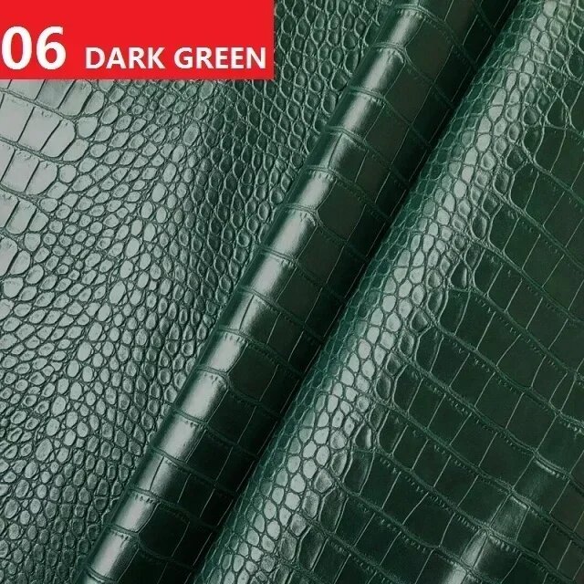 Искусственная глянцевая кожа под крокодила для рукоделия Темно-зеленый, 50 CM x 138 CM, dark green