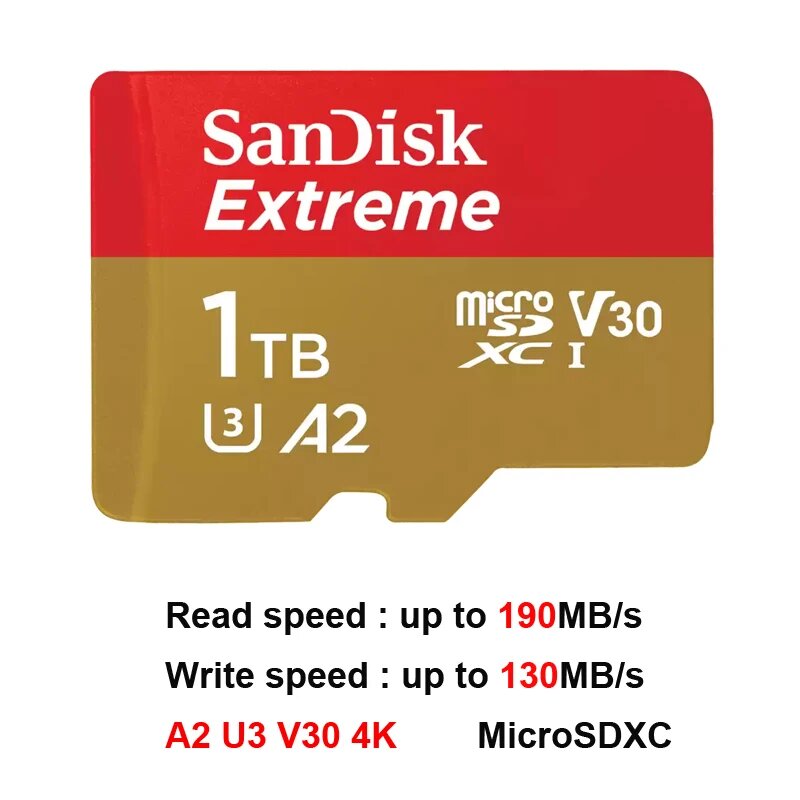 SanDisk Micro SD карта памяти 64 ГБ / 128 ГБ / 256 ГБ / 512 ГБ / 1 ТБ Extreme-1TB