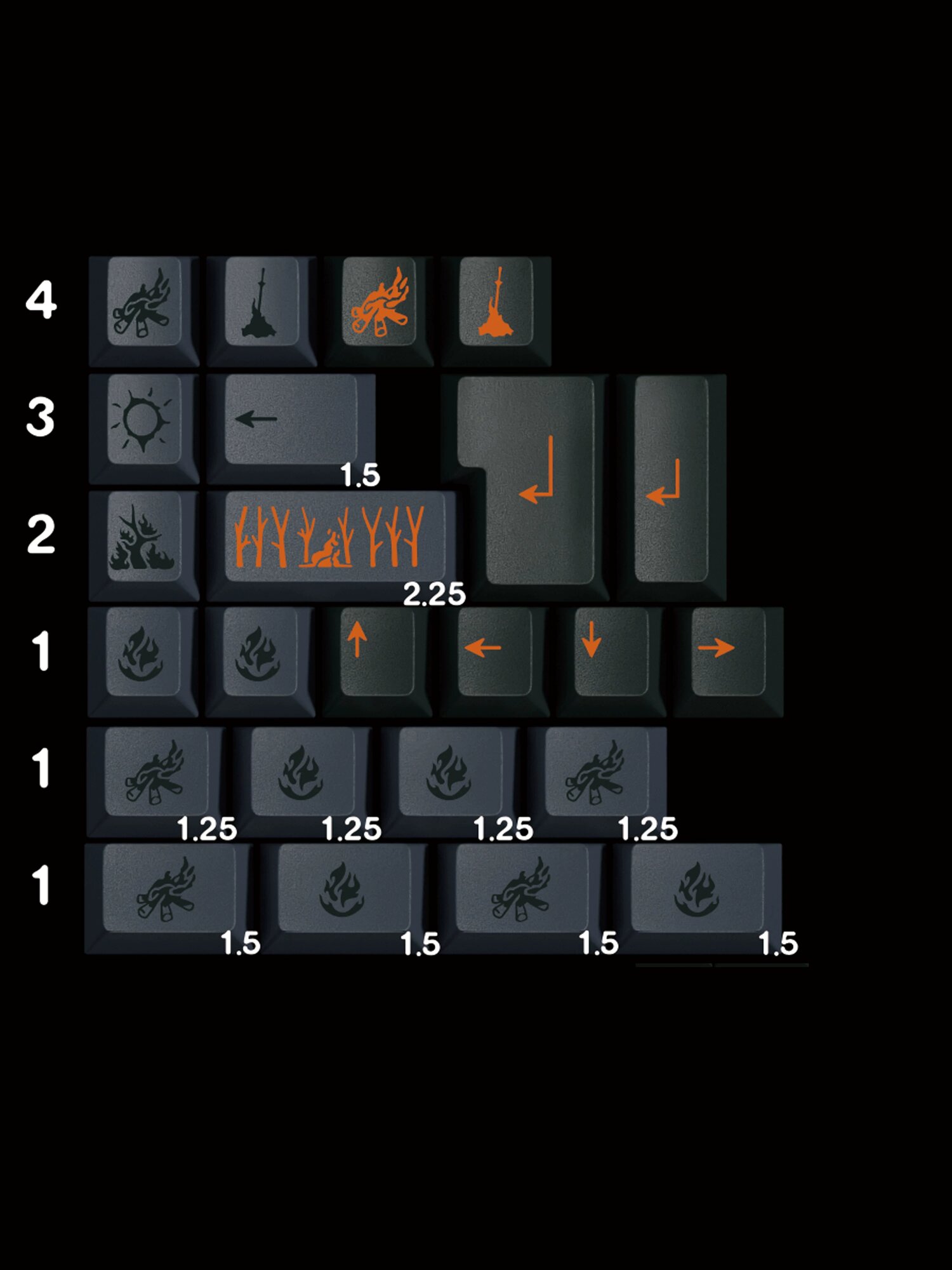 Комплект полноразмерных PBT-кейкапов GMK Ash с пятисторонней сублимационной печатью, включает 7U, совместим с ALICE